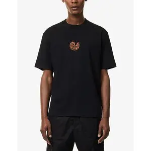 Stone Island Vertical Logo-print Short-sleeve Cotton-jersey T-shirt - Black
