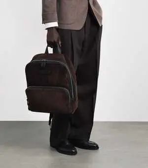 Brioni Suede Calfskin Backpack - Brown