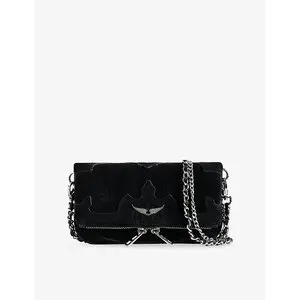 Zadig&Voltaire Rock Nano Mini Suede Western Clutch Bag - Black