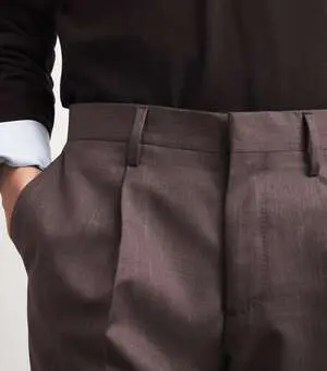 LARDINI Virgin Wool Blend Straight Leg Trousers