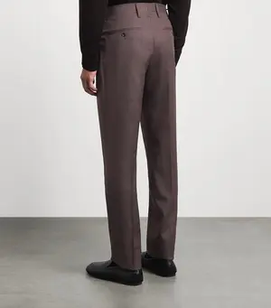 LARDINI Virgin Wool Blend Straight Leg Trousers