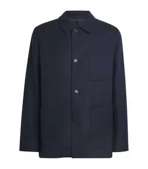 LARDINI Wool-cashmere Check Chore Jacket