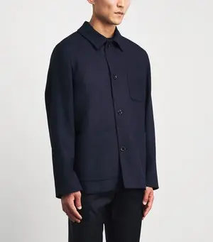 LARDINI Wool-cashmere Check Chore Jacket