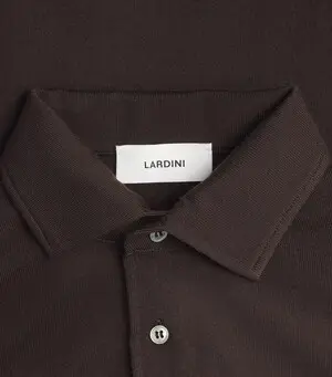 LARDINI Virgin Wool Long-sleeve Polo Shirt - Brown