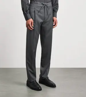 LARDINI Virgin Wool Drawstring Trousers