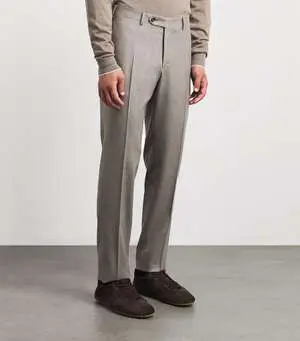 Canali Wool Straight Leg Trousers
