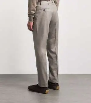Canali Wool Straight Leg Trousers