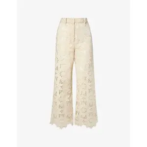 MALINA Natalina Guipure Lace Straight-leg Trousers - Sand