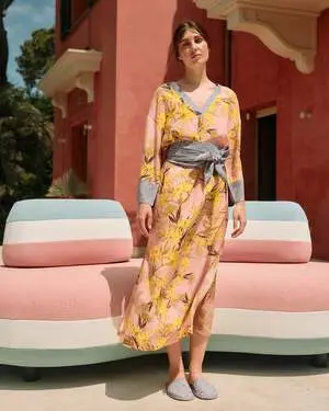 KARMA ON THE ROCKS Kyoto Higa Silk Kaftan - Yellow