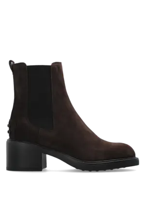 TOD’S Suede Heeled Ankle Boots - Brown
