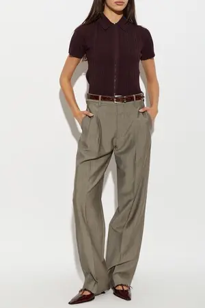Victoria Beckham Ribbed Cardigan With Short Sleeves