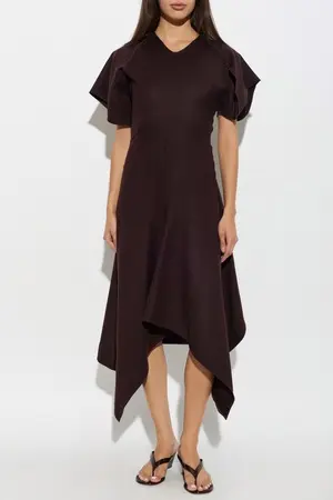 Victoria Beckham Wool Dress With An Asymmetric Cut