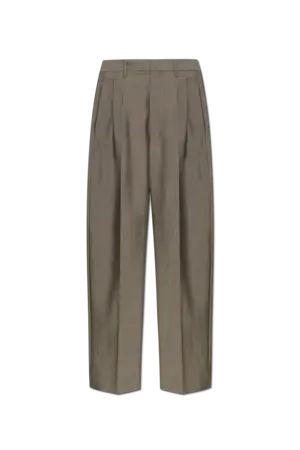 Victoria Beckham Wool Trousers With Pleats - Grey