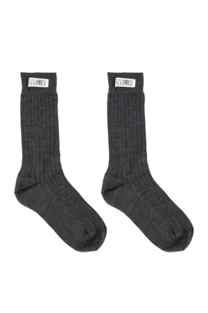 MAISON MARGIELA Wool Socks With Logo Patch