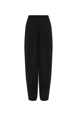 Victoria Beckham Wool Trousers With Pleats - Black