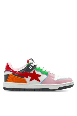 A BATHING APE Leather Sports Shoes With Logo - Multicolour