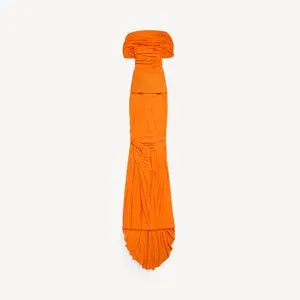 Balenciaga Gathered Open Back Dress - Orange
