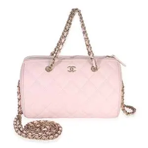 CHANEL Chanel Quilted Caviar Barrel Clutch With Chain