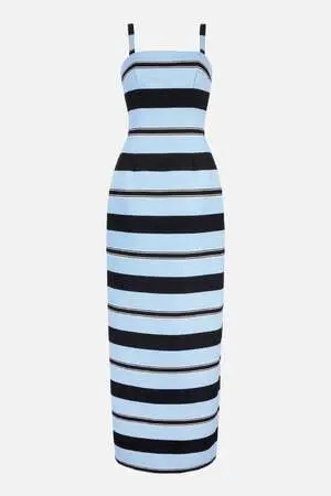 EMILIA WICKSTEAD Regina Dress In & Black Striped Taffeta Faille - Blue