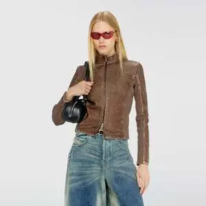 DIESEL® Biker Jacket With Rib-knit Inserts