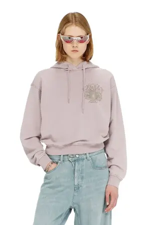 DIESEL® Hoodie With Prints And Rhinestone Studs - Violet