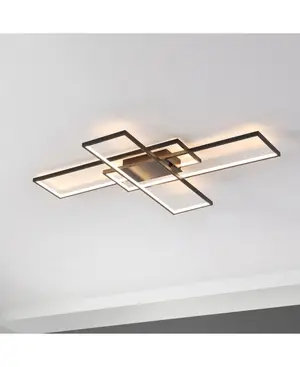 JONATHAN Y Palco Contemporary Minimalist Metal Adjustable Dimmable Geometric Integrated Led Flush Mount - Black