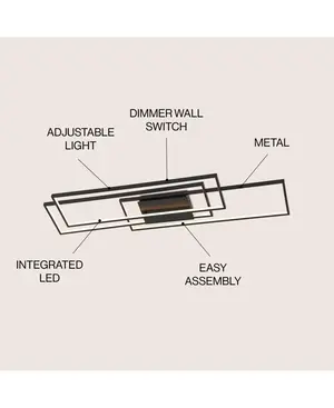 JONATHAN Y Palco Contemporary Minimalist Metal Adjustable Dimmable Geometric Integrated Led Flush Mount - Black