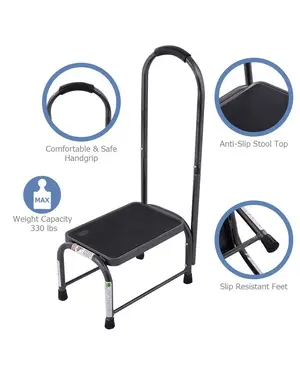 COSTWAY Non-slip Handy Support Step Stool With Handle, 330 Lbs Load Capacity