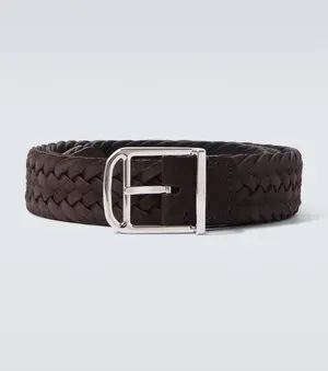 Brioni Braided Suede Belt - Brown