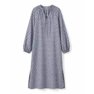 MIND TRAVELER Matilde Navy Gingham Dress - Blue