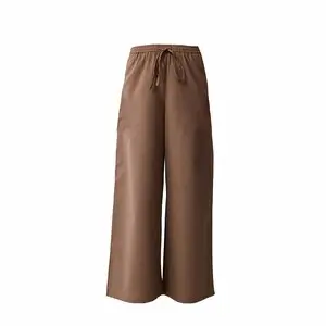 REISTOR Wide Leg Drawstring Pants - Brown