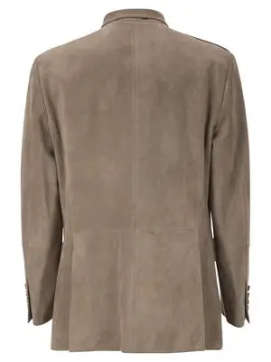 Brunello Cucinelli Suede Leather Safari Jacket With Patch Pockets