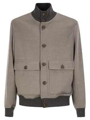 Brunello Cucinelli Virgin Wool Bomber Jacket With Cashmere Knit Details - Multicolor