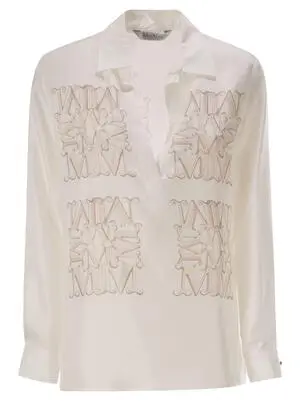 Max Mara Silk Shirt With Monogram Print - Multicolor