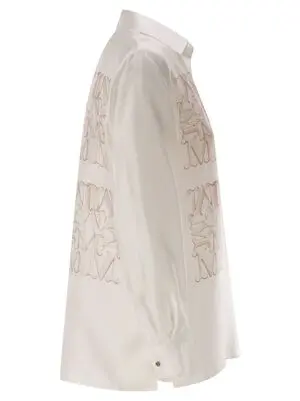 Max Mara Silk Shirt With Monogram Print - White
