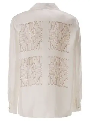 Max Mara Silk Shirt With Monogram Print - White