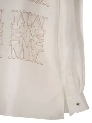Max Mara Silk Shirt With Monogram Print - White