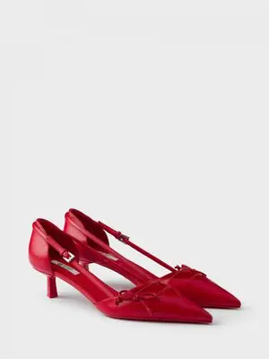 Prada Pointed Toe Bow Detail Slingbacks - Red