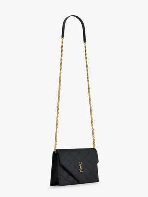 Saint Laurent Paris Leather Crossbody Bag With Metal Cassandre Logo