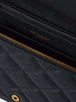 Saint Laurent Paris Leather Crossbody Bag With Metal Cassandre Logo