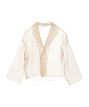 Antonelli Firenze Emma Sheer Silk Blazer - Beige