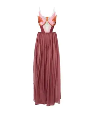 NENSI DOJAKA Dahlia Silk Open-back Bustier Gown