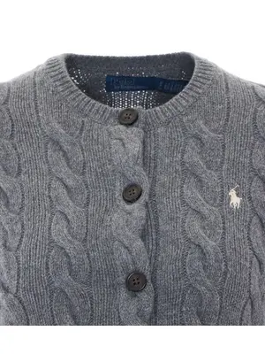 Polo Ralph Lauren Cable Knit Crewneck Cardigan - Grey