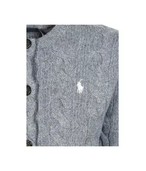 Polo Ralph Lauren Cable Knit Crewneck Cardigan - Grey