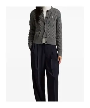Polo Ralph Lauren Cable Knit Crewneck Cardigan - Grey