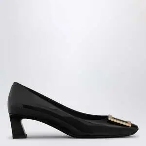 ROGER VIVIER Patent Leather Trompette Pumps With Metal Buckle - Black