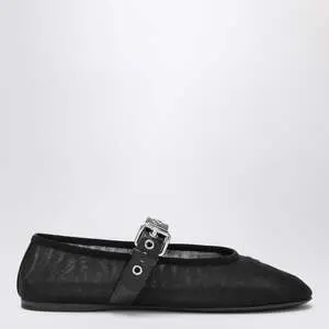 Miu Miu Fabric Ballet Flats With Buckle - Black