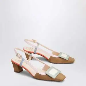 ROGER VIVIER Belle Vivier Multicoloured Suede Slingback Pumps - Multicolor