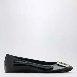 ROGER VIVIER Patent Leather Ballet Flats With Metal Buckle - Black