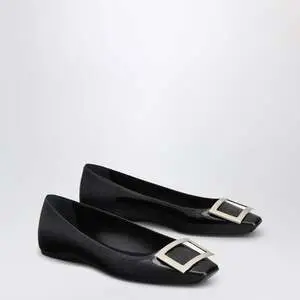 ROGER VIVIER Patent Leather Ballet Flats With Metal Buckle - Black